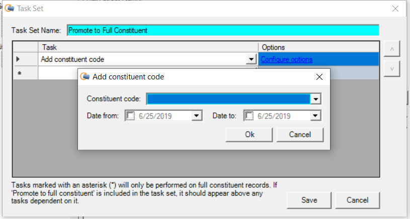 How to Add a Constituent Code when promoting a non-constituent list record