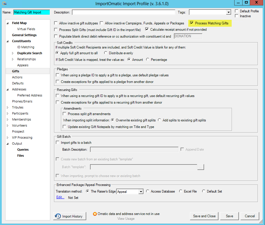 How to Import Matching Gifts
