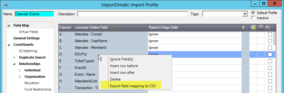 How to Export the Field Map from an Import Profile