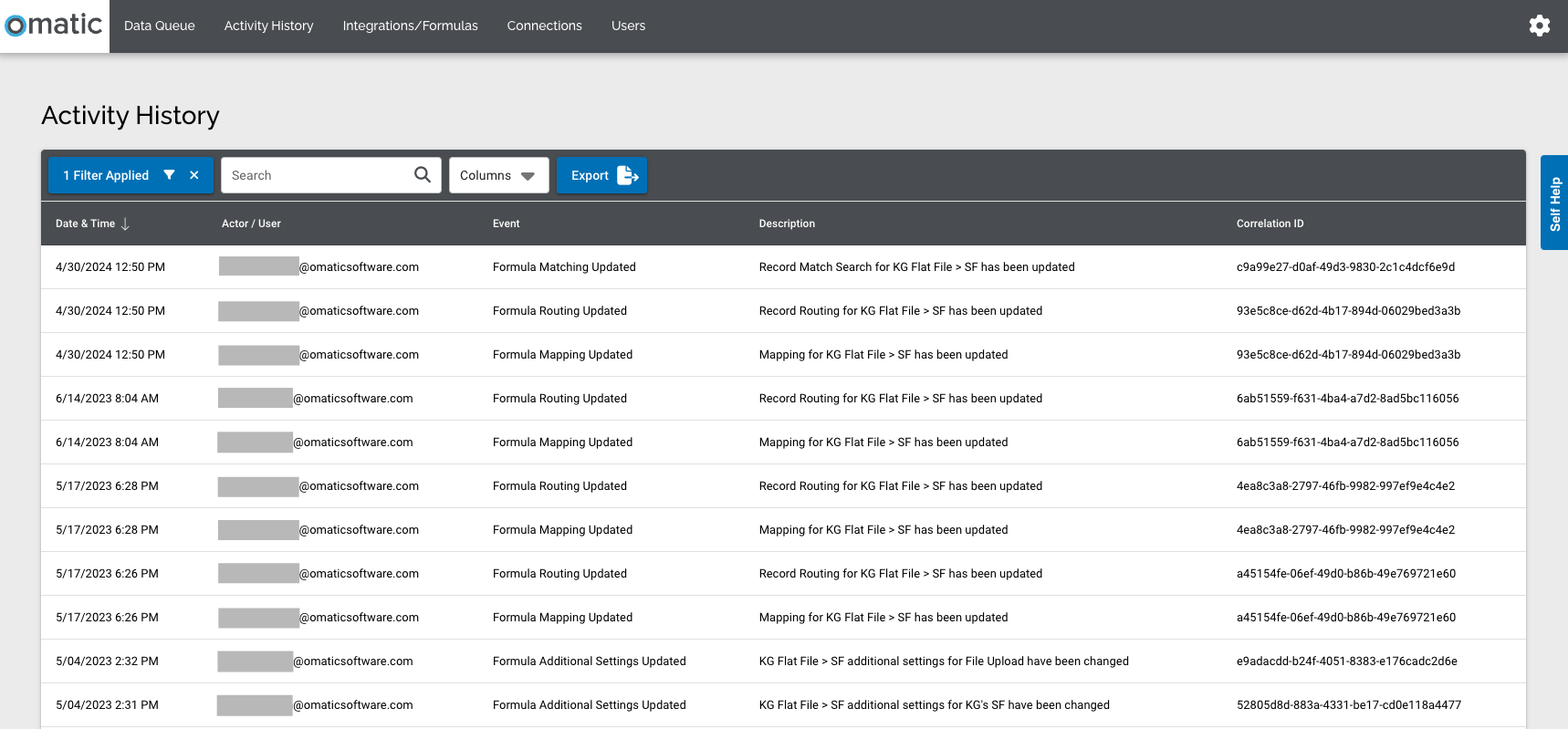 Activity History - Overview